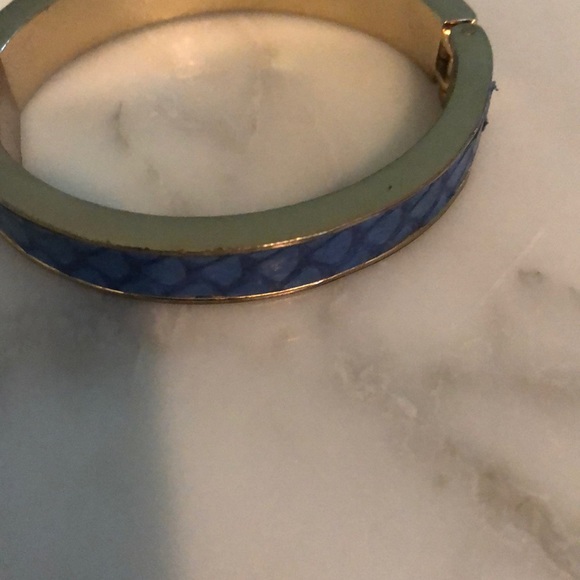 J. Crew | Jewelry | Gold Cuff Bracelet With Blue Snake Skin Inlay ...